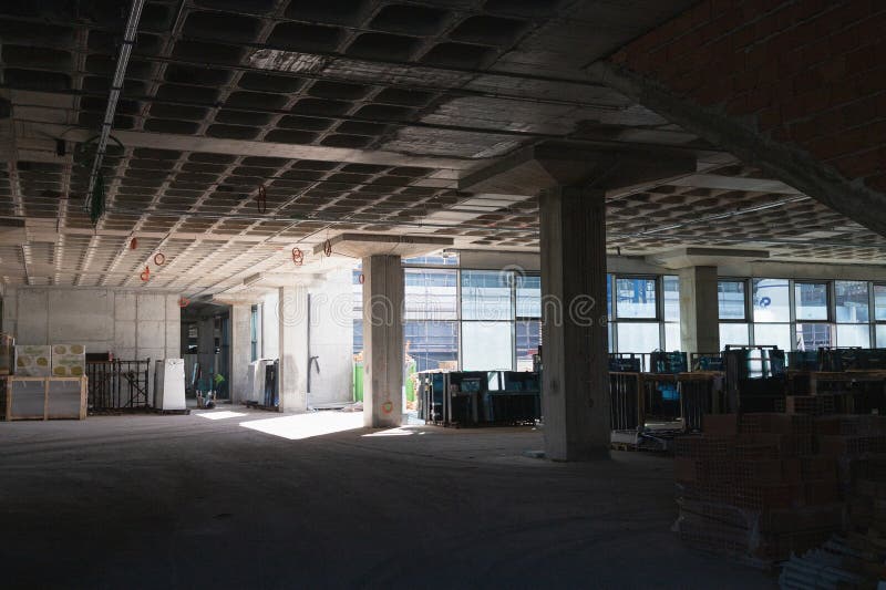 Cement Interior Inside. Concrete Building Construction. Stock Image ...