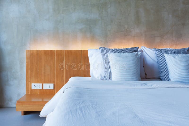Cement Interior Style in Bedroom Stock Photo - Image of chic, indoors ...
