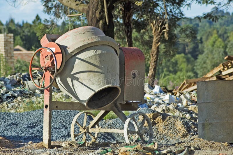 Cement Mixer on Building Site Stock Image - Image of stone, house: 523809
