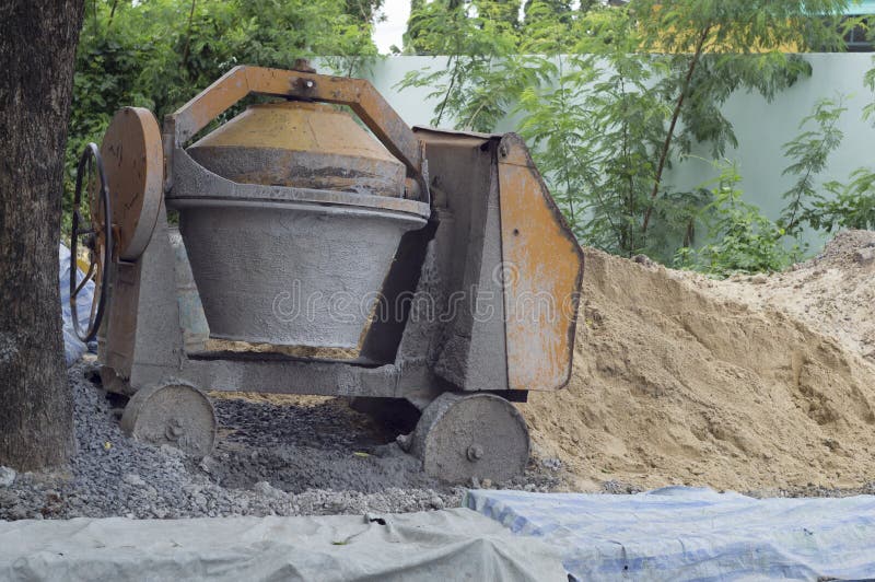 Cement Mixer Site Concrete Construction Sand Tool Stock Photo - Image ...