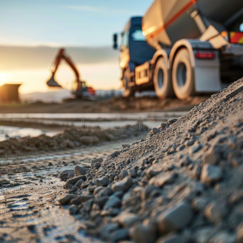 Cement Mixer Truck at a Construction Site. Generative Ai Stock ...