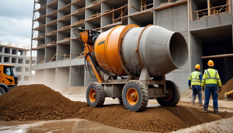 Cement Mixing at Construction Site Stock Photo - Image of machinery ...