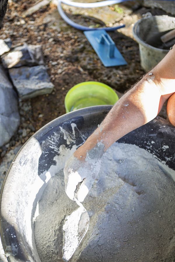 Cement Mixing at Construction Site Stock Photo - Image of soft ...