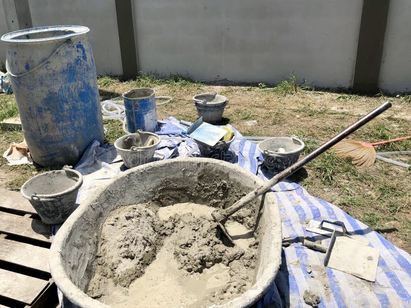 Dry Mix for Cement Mixing, Bitumen, Building Materials Stock Image ...