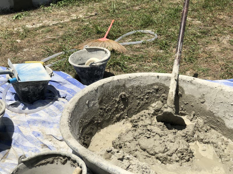 Dry Mix for Cement Mixing, Bitumen, Building Materials Stock Image ...