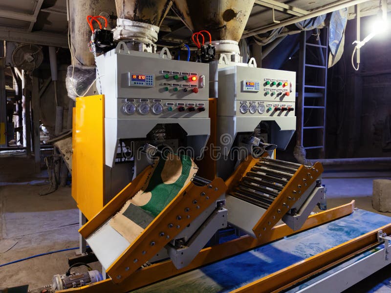 Cement Packaging, Bagging and Stacking Machine Stock Photo - Image of ...