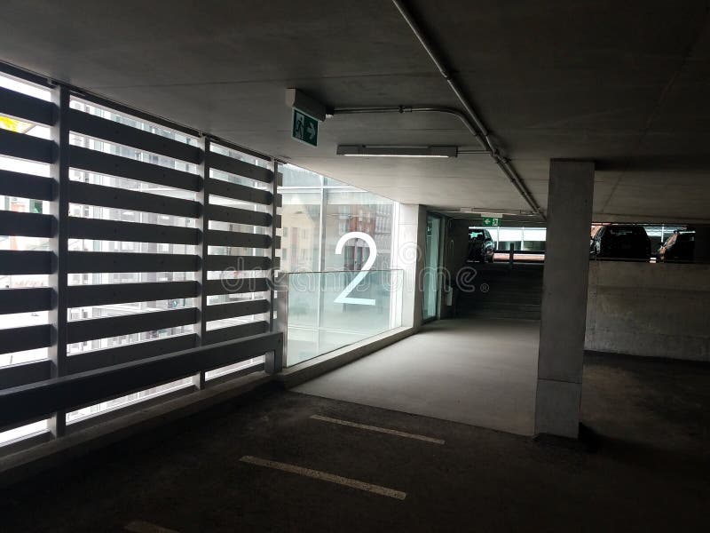 Cement Parking Structure Building with the Number 2 Stock Photo - Image ...