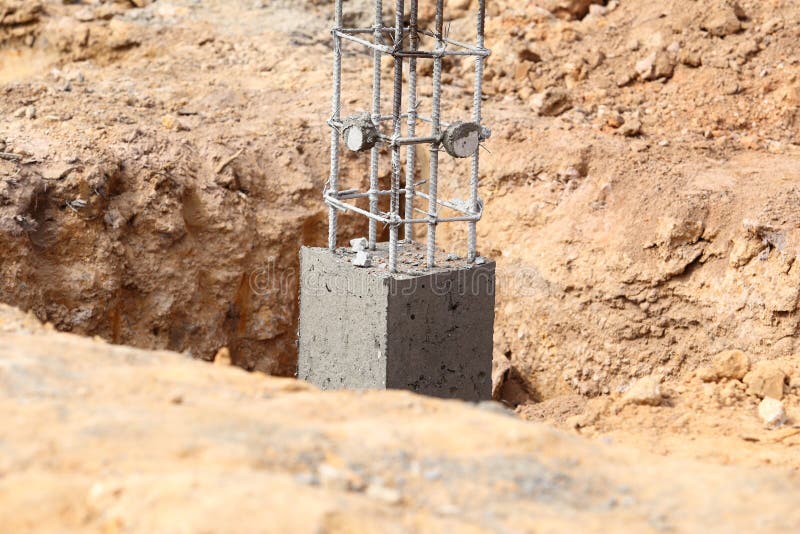 Cement Pillar and Wood in Construct Site Stock Image - Image of ...
