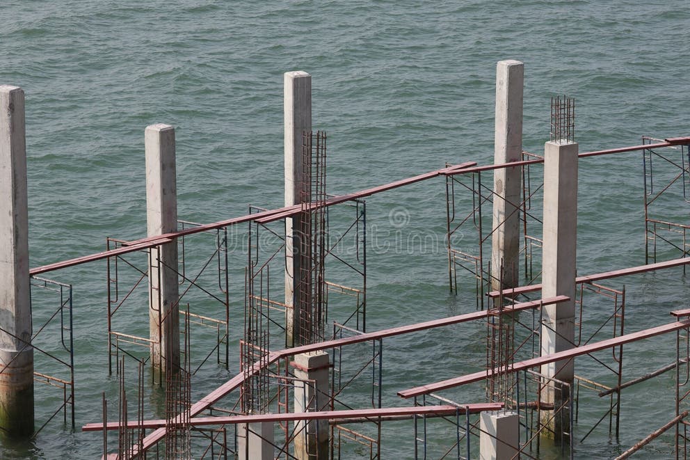 Cement Pillar Structure, Construction Area of ??buildings in the Sea ...