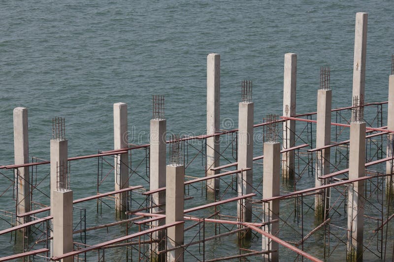 Cement Pillar Structure, Construction Area of ??buildings in the Sea ...