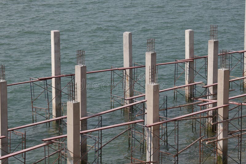 Cement Pillar Structure, Construction Area of ??buildings in the Sea ...
