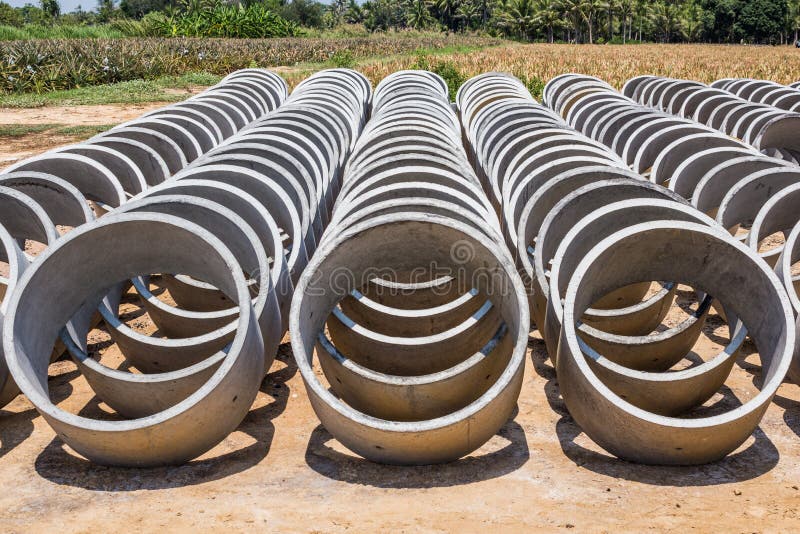 Cement Pipes or Concrete Pipe Stock Image - Image of highway, drainage ...