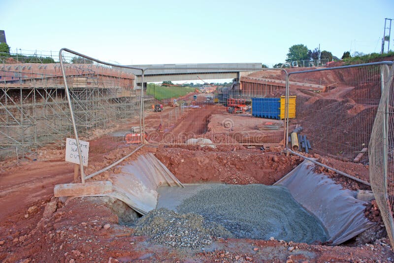 Cement Pit on a Road Construction Site Stock Photo - Image of heavy ...