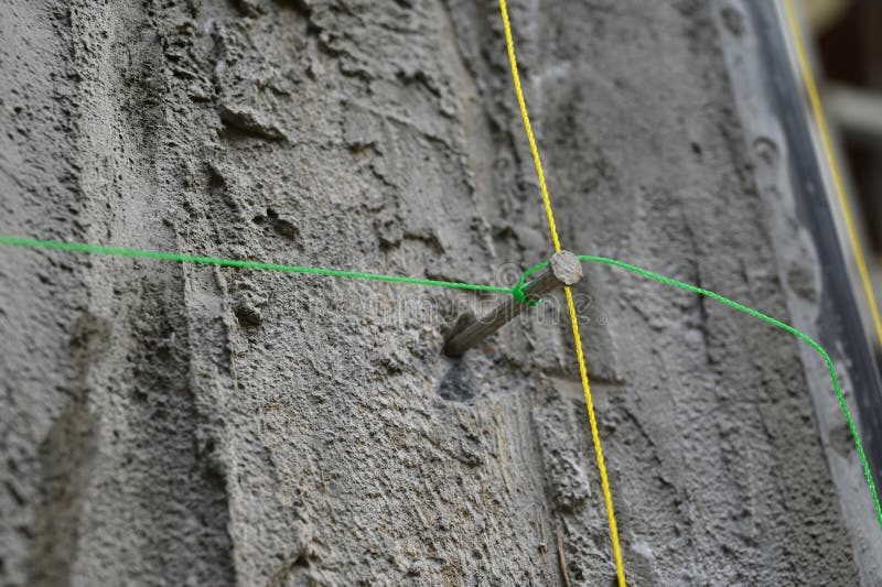 Cement Plaster Texture Background with Yellow Thread Stock Photo ...