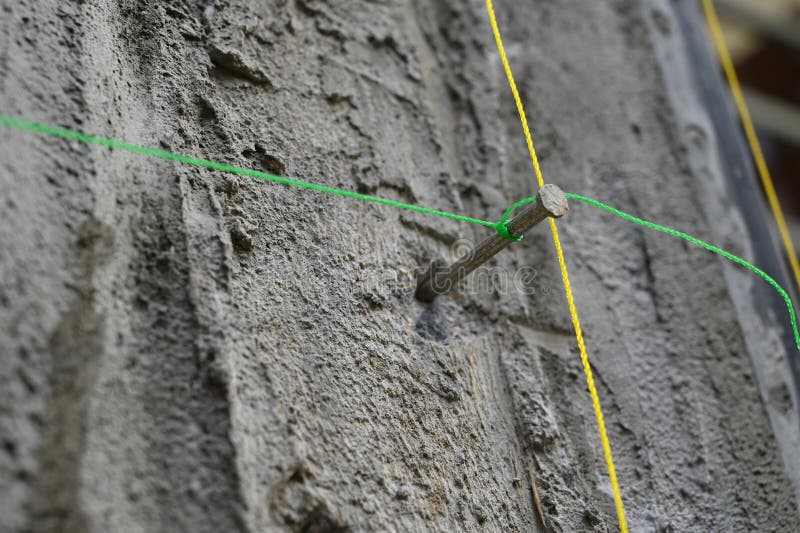 Cement Plaster Texture Background with Yellow Thread Stock Photo ...