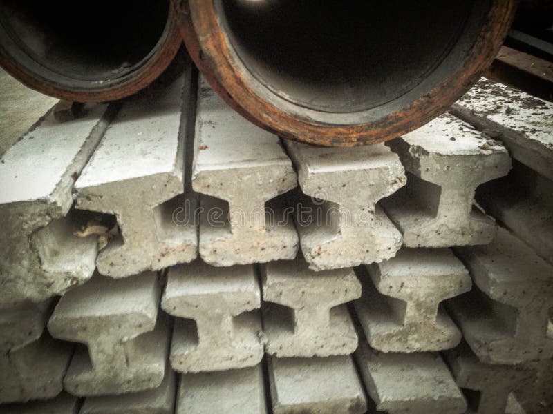 Cement Poles and Metal Pipe Stock Photo - Image of closeup, column ...
