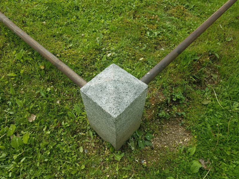 Cement Post with Metal Railings and Green Grass Stock Photo - Image of ...