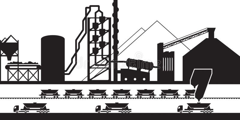 Cement production plant stock vector. Illustration of construction ...