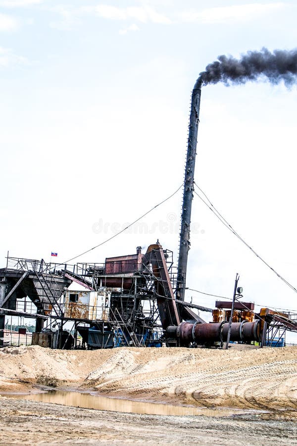 Cement Production in Quarry with Smoke. Stock Image - Image of mound ...