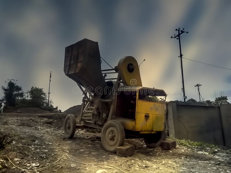 Cement Rolling Machine or Cement Roller Truck or Concrete Mixer on the ...