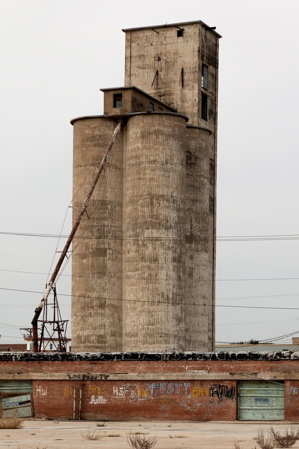 Cement Silo Against Solid Grey Sky Stock Image - Image of copy ...