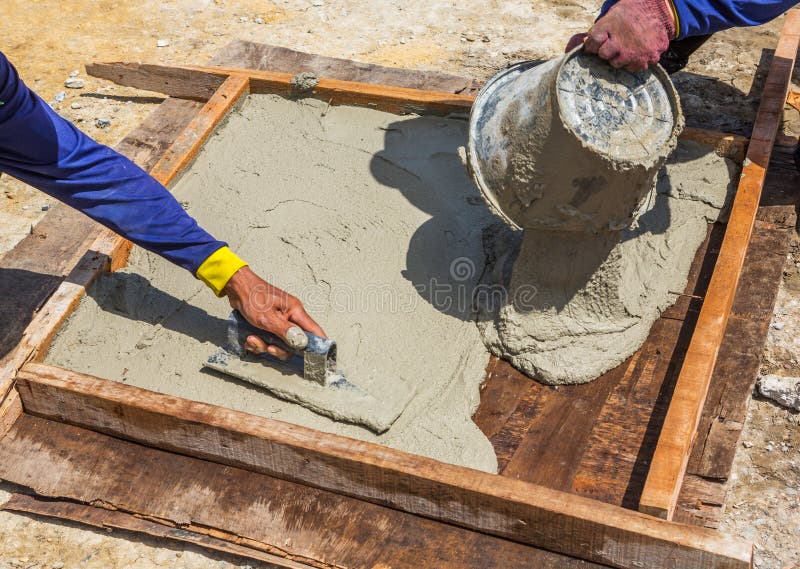 Cement slab cast stock photo. Image of glove, blue, finish - 33655506