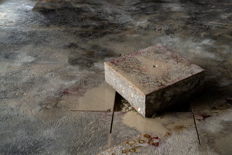 Cement Slabs Cut from Concrete Slab Cutting with Concrete Cutter are ...