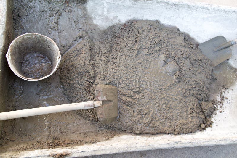 Cement Solution with a Shovel Stock Image - Image of tool, building ...
