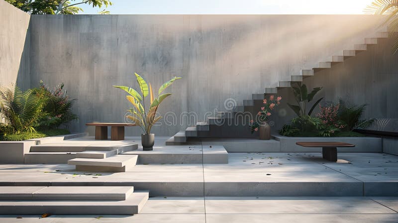 A Cement Staircase Characterized by Steps of Varying Heights and ...