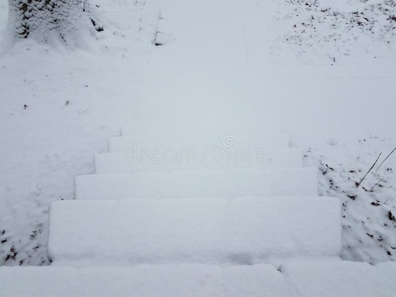 Cement Steps or Stairs with Cold White Snow Stock Image - Image of ...