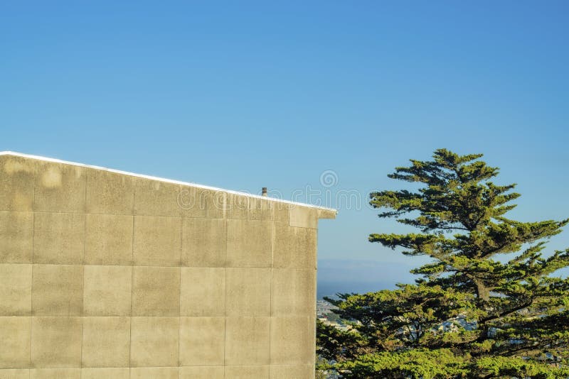 Cement Structure Facade with Block or Grid Pattern on Side of Building ...