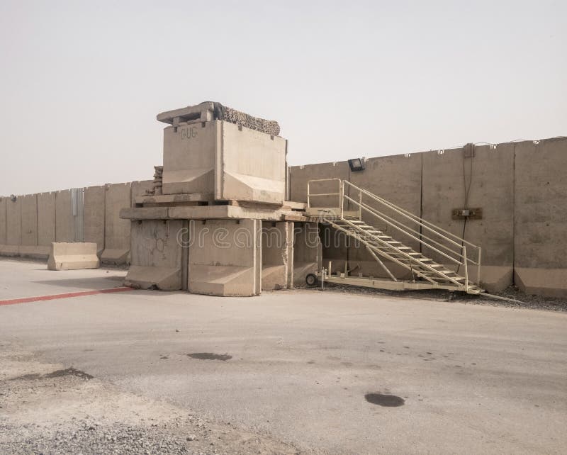 Cement t wall guard tower stock image. Image of defense - 119234223