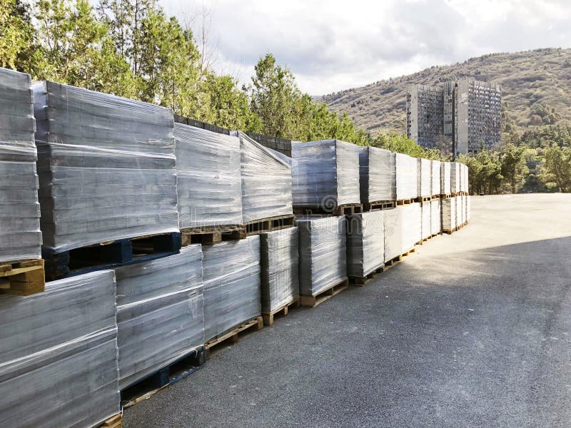 Cement Tile Blocks on the Street for Building Stock Image - Image of ...