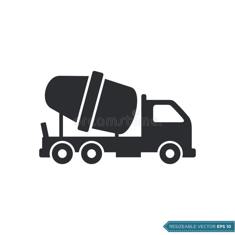 Cement Truck Icon Vector Template Flat Illustration Design Stock ...