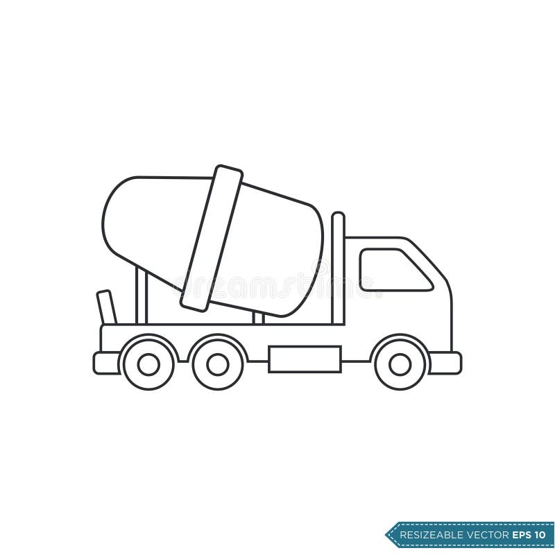 Cement Truck Icon Vector Template Flat Illustration Design Stock Illustration - Illustration of ...