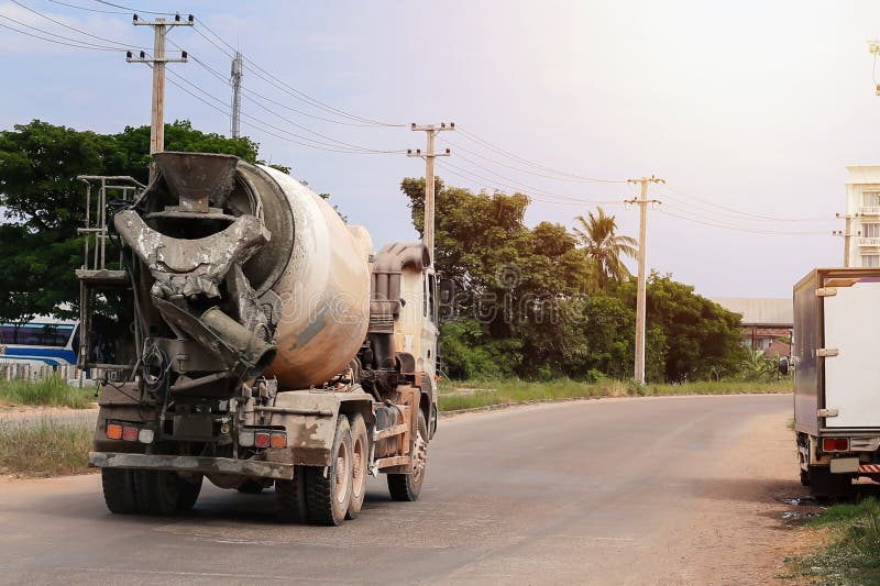 Cement Trucks are on Their Way To Pour Cement into the Work Area Stock ...