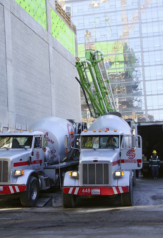 Cement trucks loading stock image. Image of concrete, white - 3100703