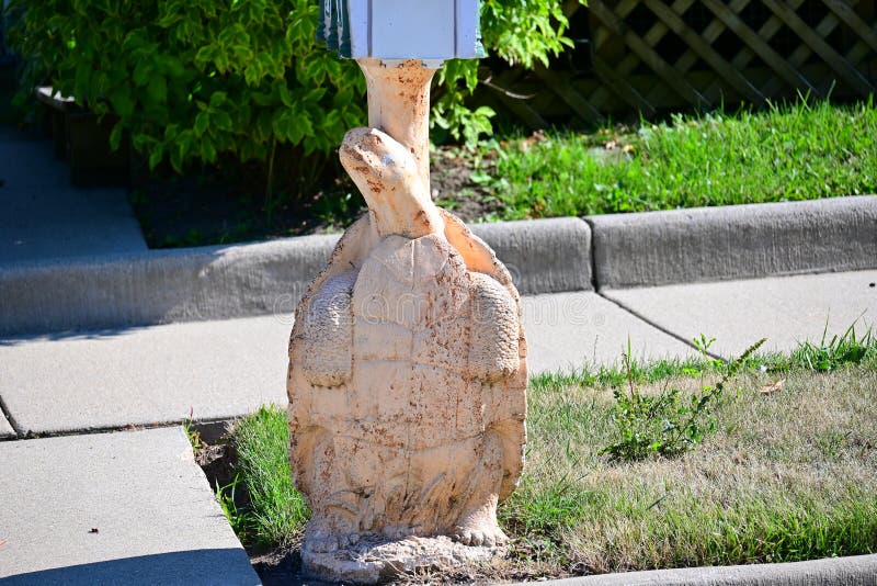 Cement Turtle Decorative Mailbox Stand Unique Stock Photo - Image of ...