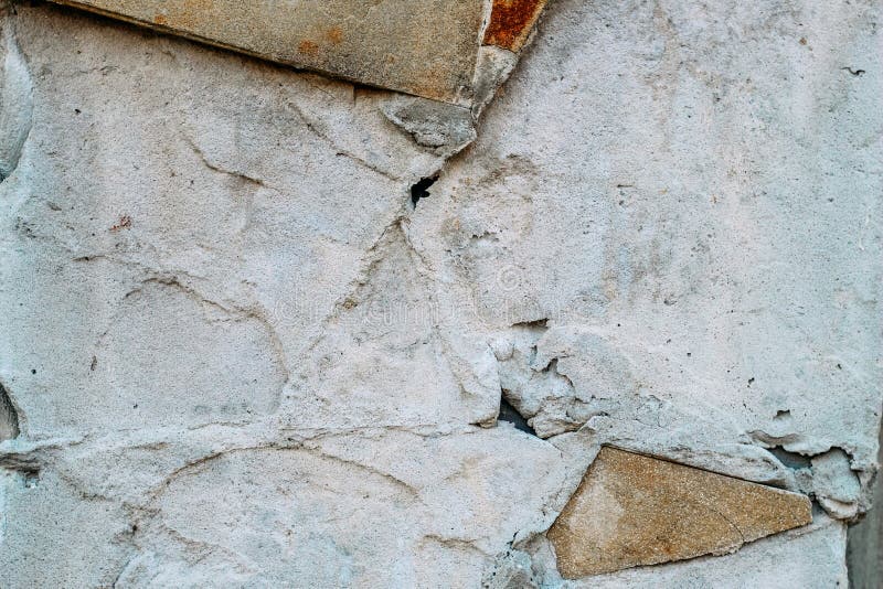 Cement Wall with Defects and Traces of Tiles Stock Image - Image of ...