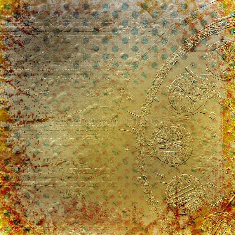 Cement Wall with Relief Pattern Colorful Clockwork and Circle Stock ...