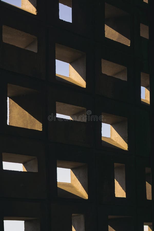 Cement Wall Shade Shadow Geometric Block Pattern Stock Photo - Image of ...