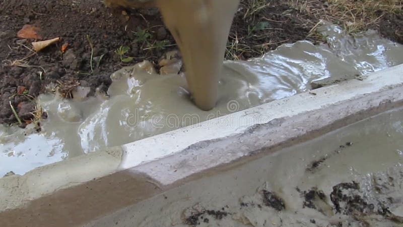 Cementing Curbs with a Liquid Mortar Stock Video - Video of building ...