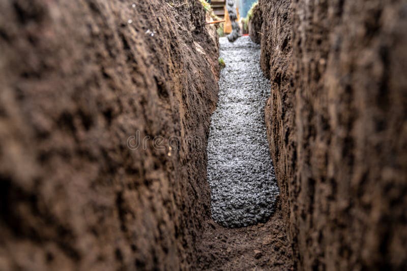 Cementing the Foundation in the Ground when Building a House Stock ...