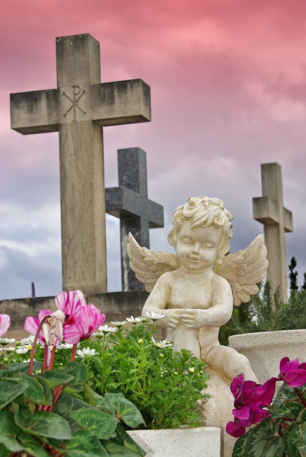 Cemetery Angel stock image. Image of green, flower, light - 21850241