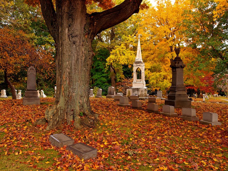 Cemetery in autumn stock image. Image of halloween, fall - 18558425