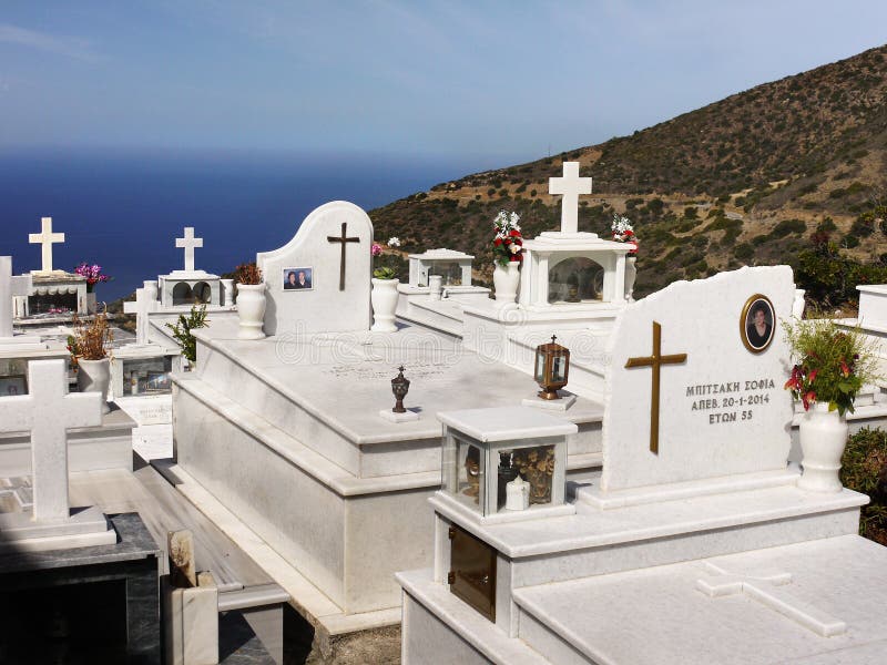 Cemetery, Crete, Greece editorial stock image. Image of funeral - 64655799
