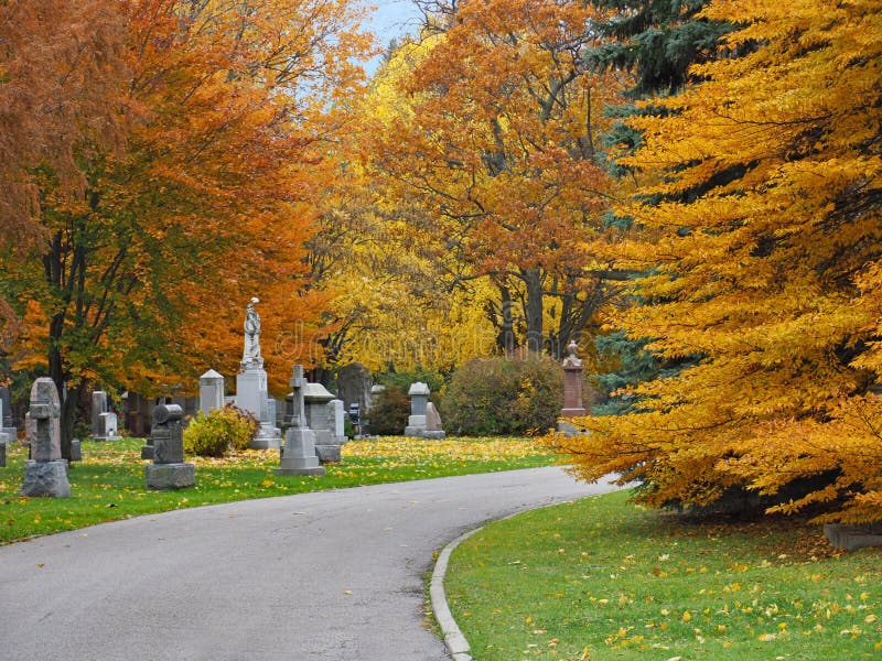 Cemetery with fall colors stock image. Image of gravestone - 131104165