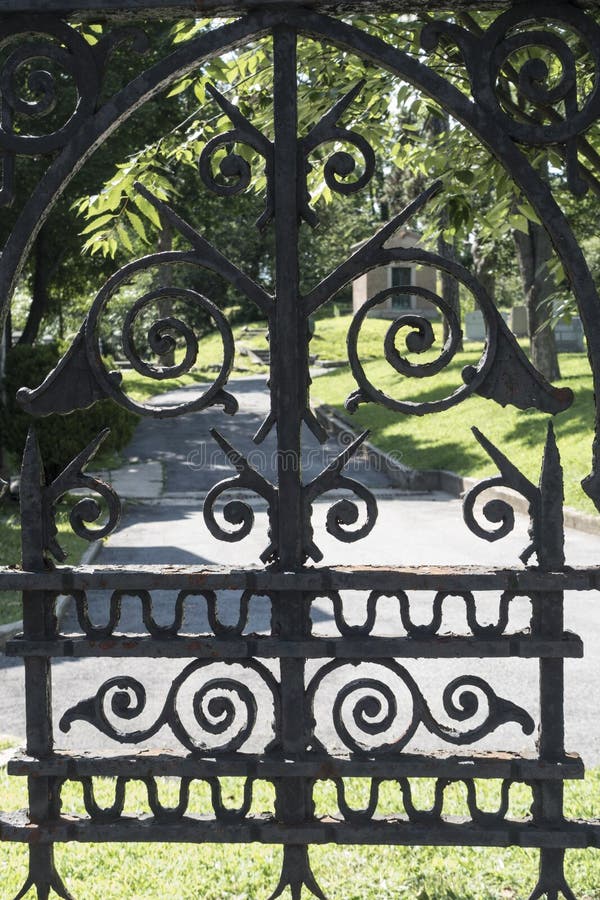 Iron Cemetery Gates stock image. Image of trees, style - 41074047
