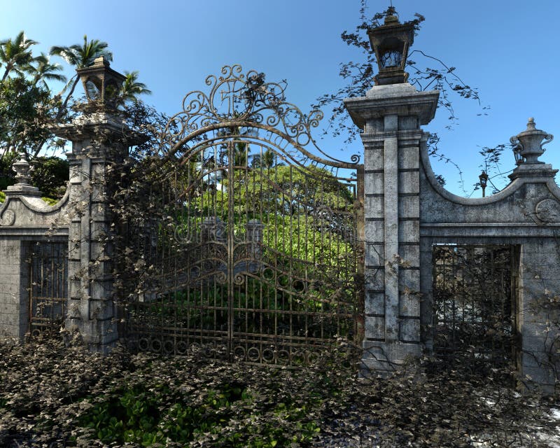 Cemetery Gates stock illustration. Illustration of background - 92311464