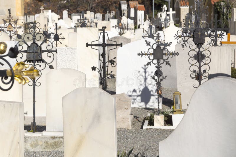 Cemetery with grave stones stock photo. Image of peace - 38754618